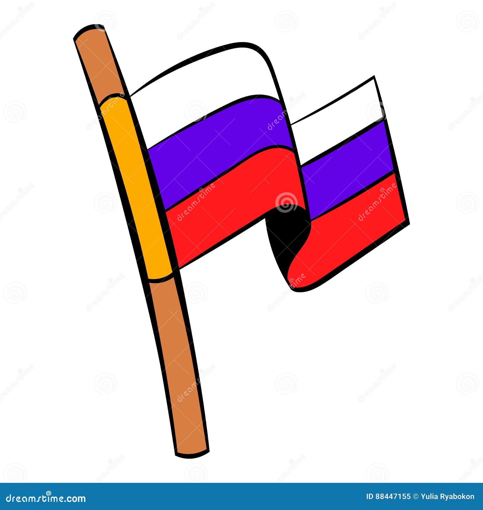Flag of Russia Icon Cartoon Stock Vector - Illustration of flag, icon ...