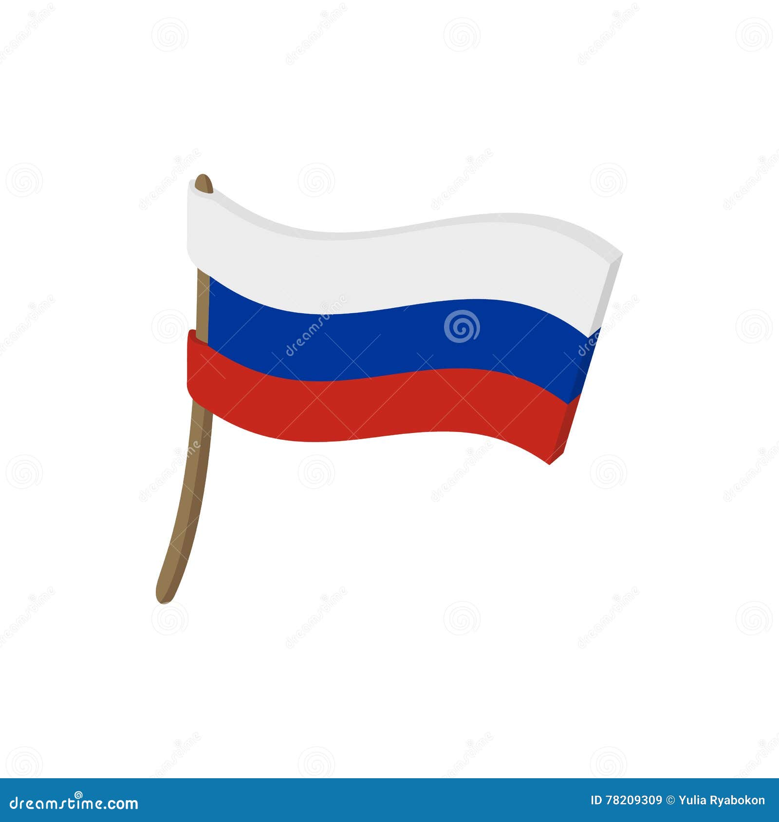 Flag of Russia Icon, Cartoon Style Stock Vector - Illustration of ...