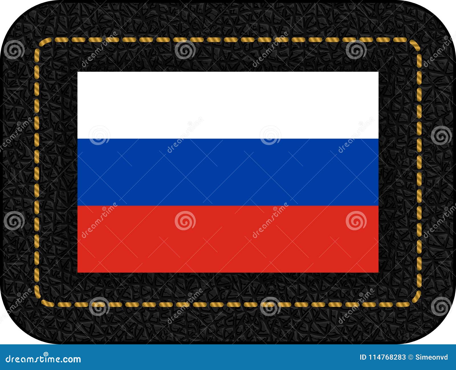 Flag of Russia. Vector Icon on Black Leather Backdrop Stock Vector ...