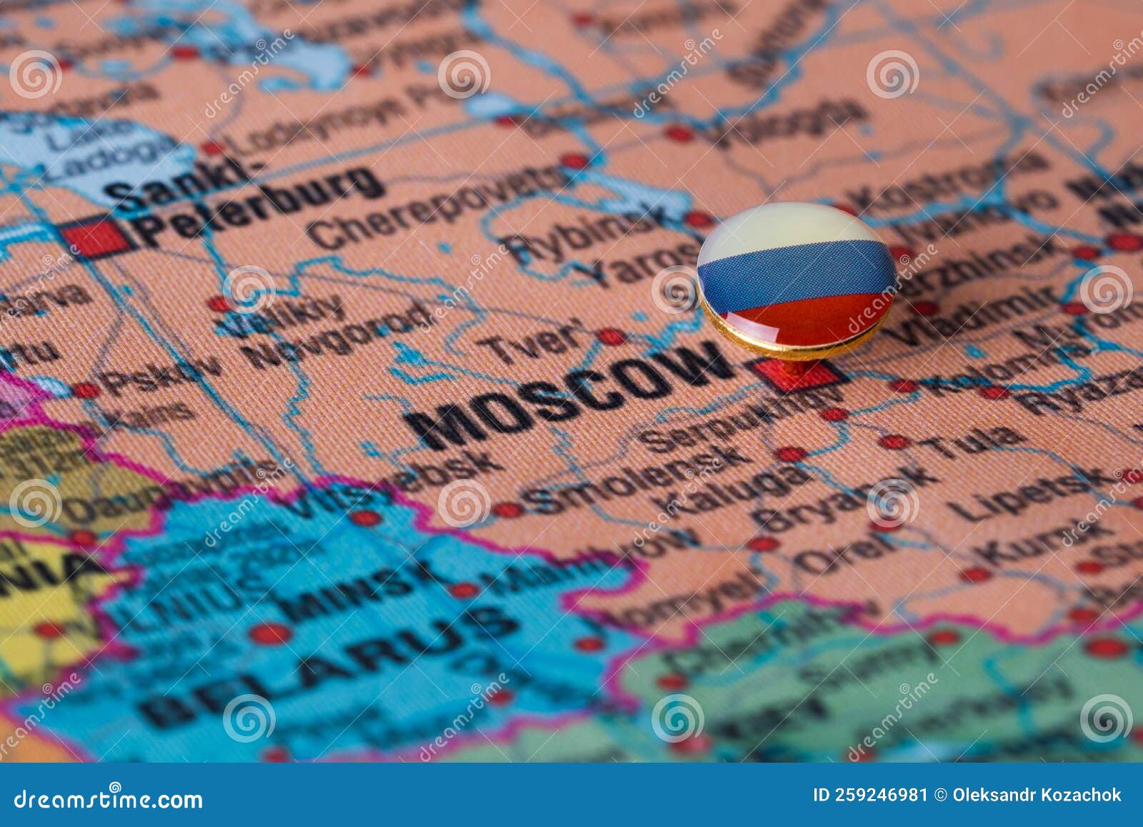 The Flag of Russia in the World Map. Moscow. Stock Image - Image of ...