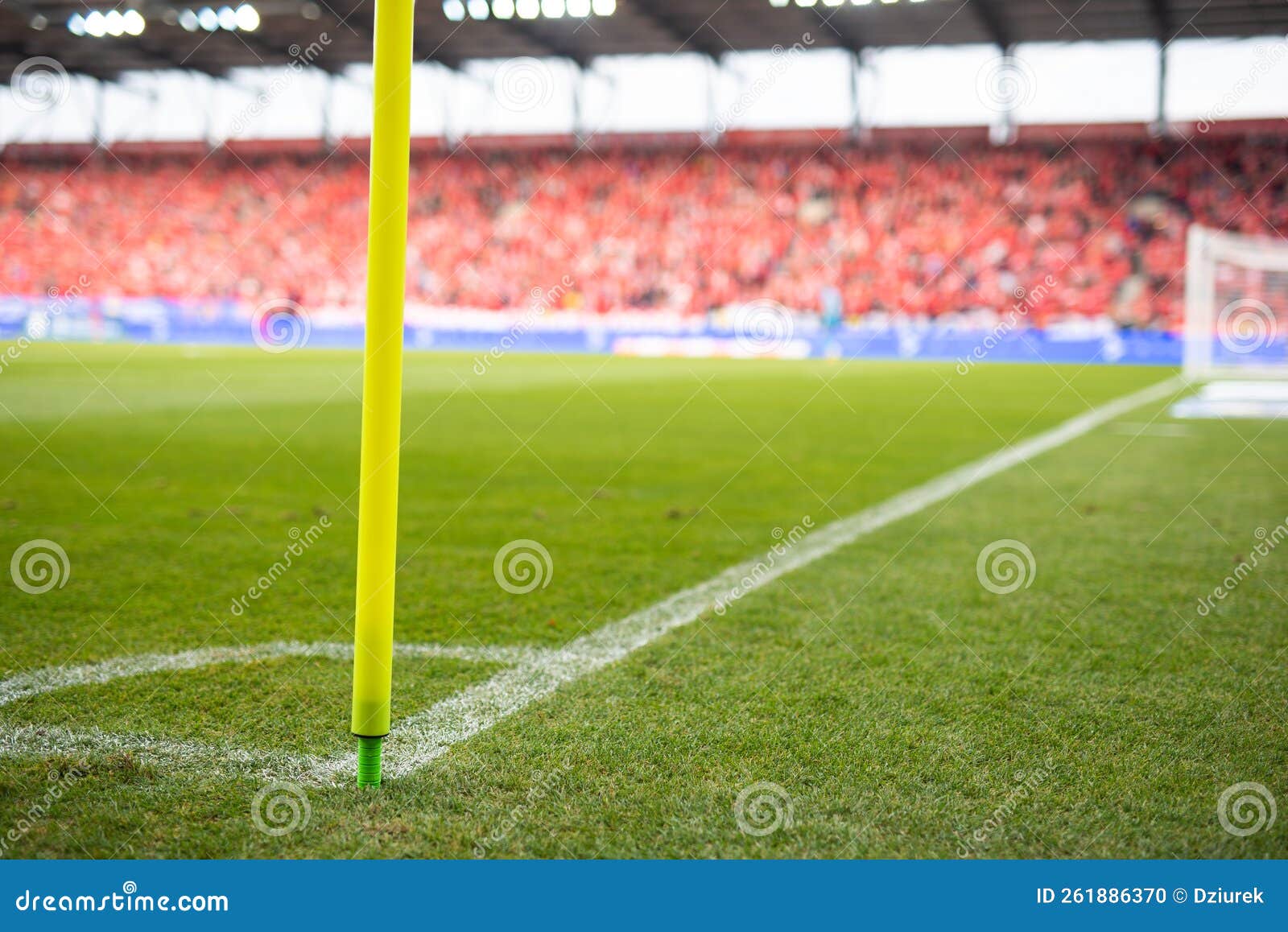 Flag`s Pole in the Corner of Soccer Pitch Stock Photo - Image of sport ...