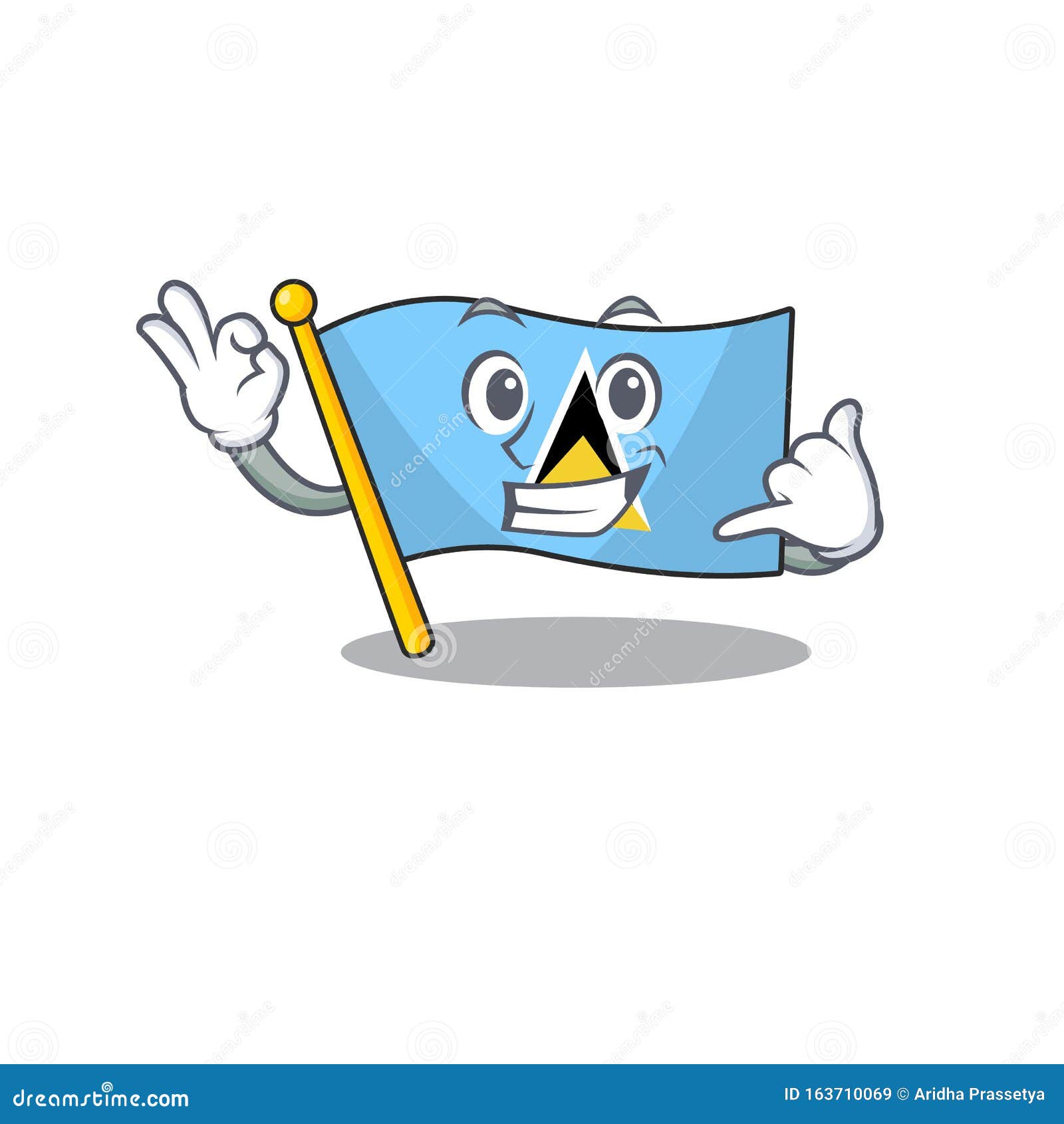Flag Saint Lucia on the Call Me Cartoon Stock Vector - Illustration of ...