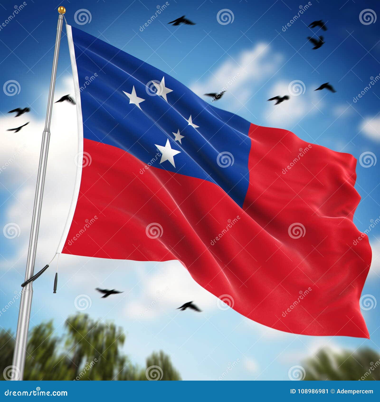 Flag of Samoa stock illustration. Illustration of patriotism - 108986981