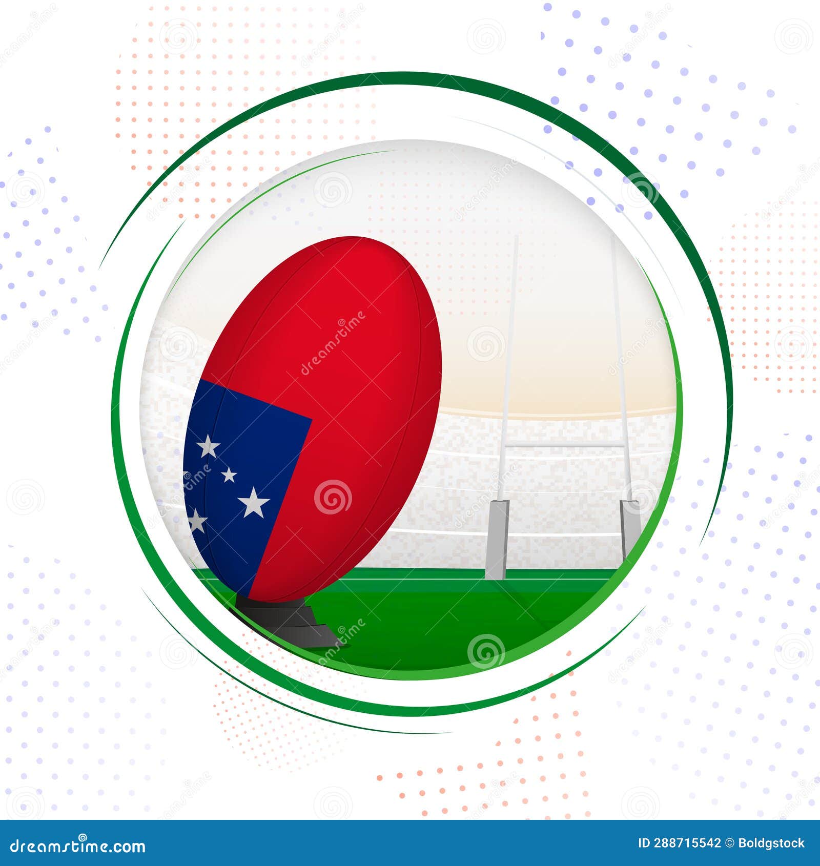 Flag of Samoa on Rugby Ball. Round Rugby Icon with Flag of Samoa Stock ...