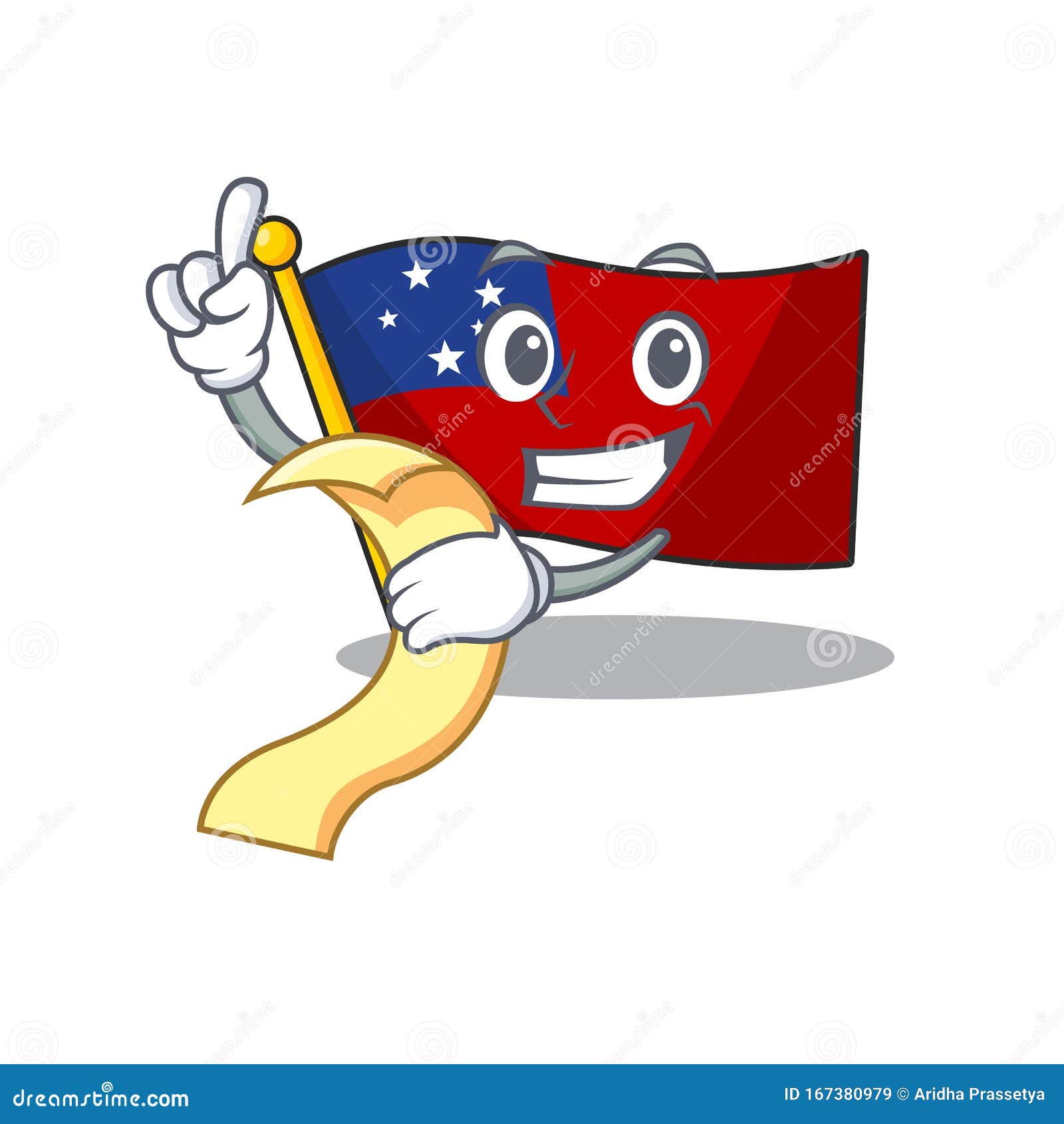 Flag Samoa Scroll Cartoon Character Holding Menu Ready To Serve Stock ...