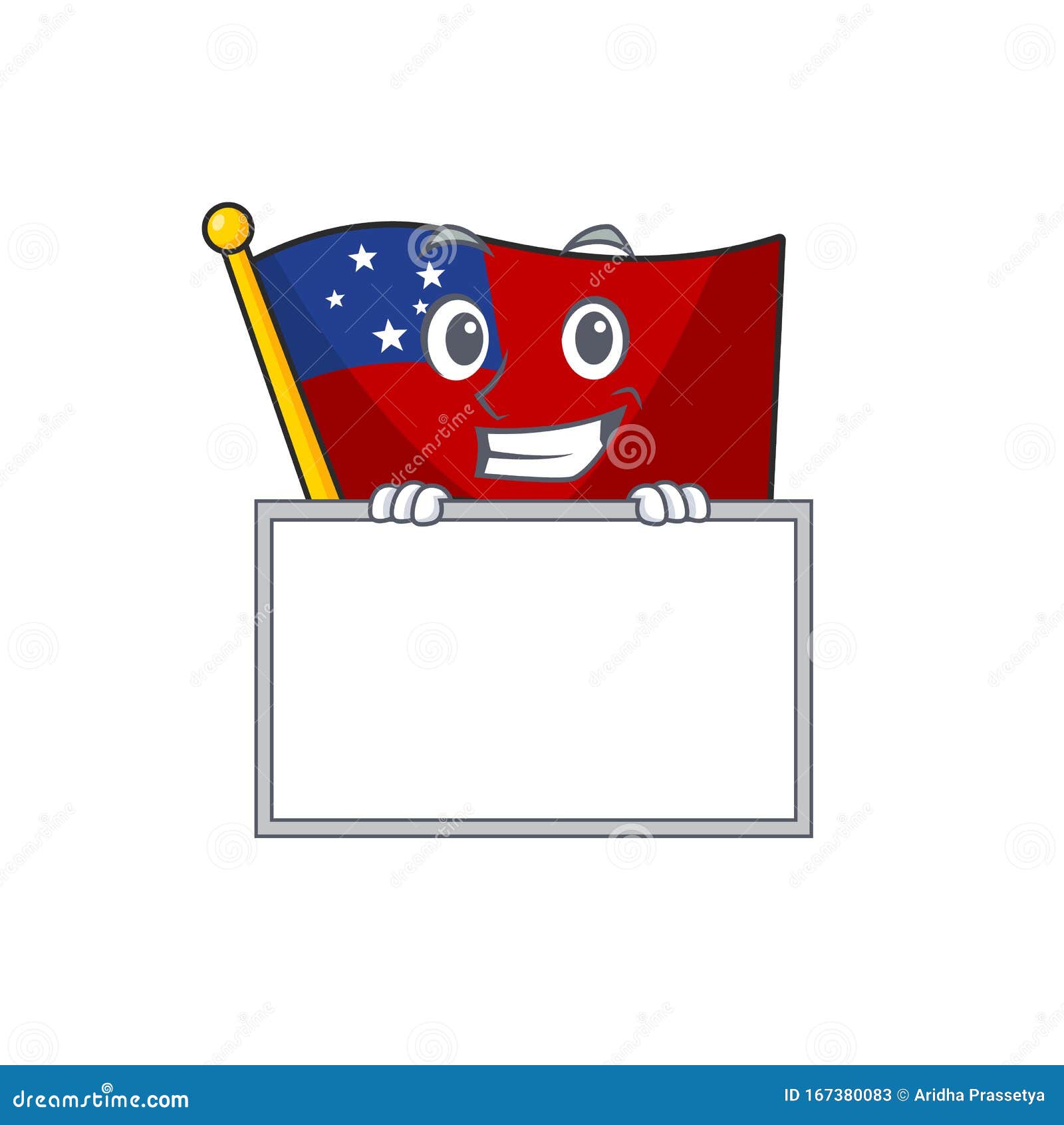 Flag Samoa Scroll Cartoon Character Style Grinning with Board Stock ...