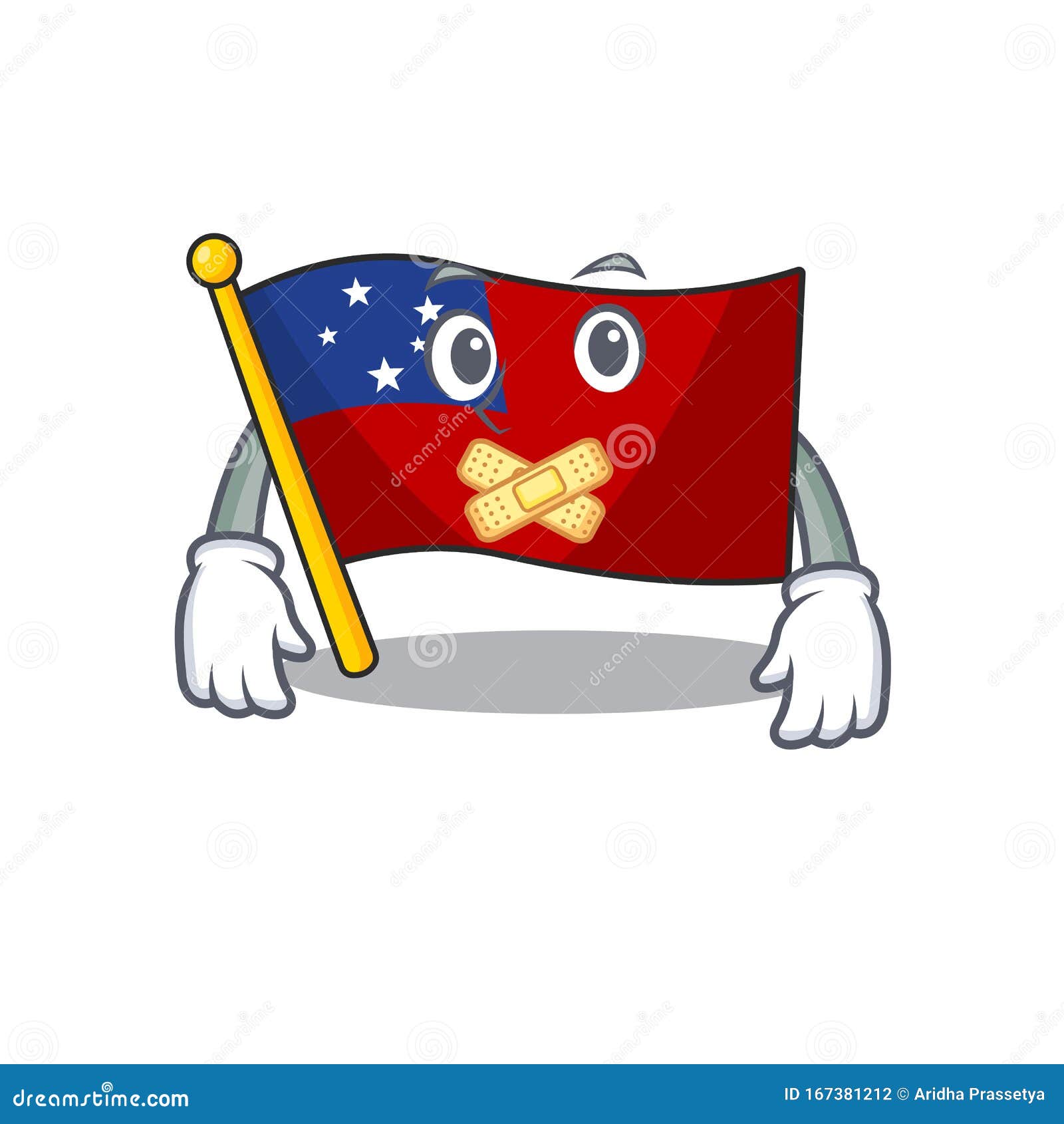 Flag Samoa Scroll Mascot Cartoon Character Design on Silent Gesture ...