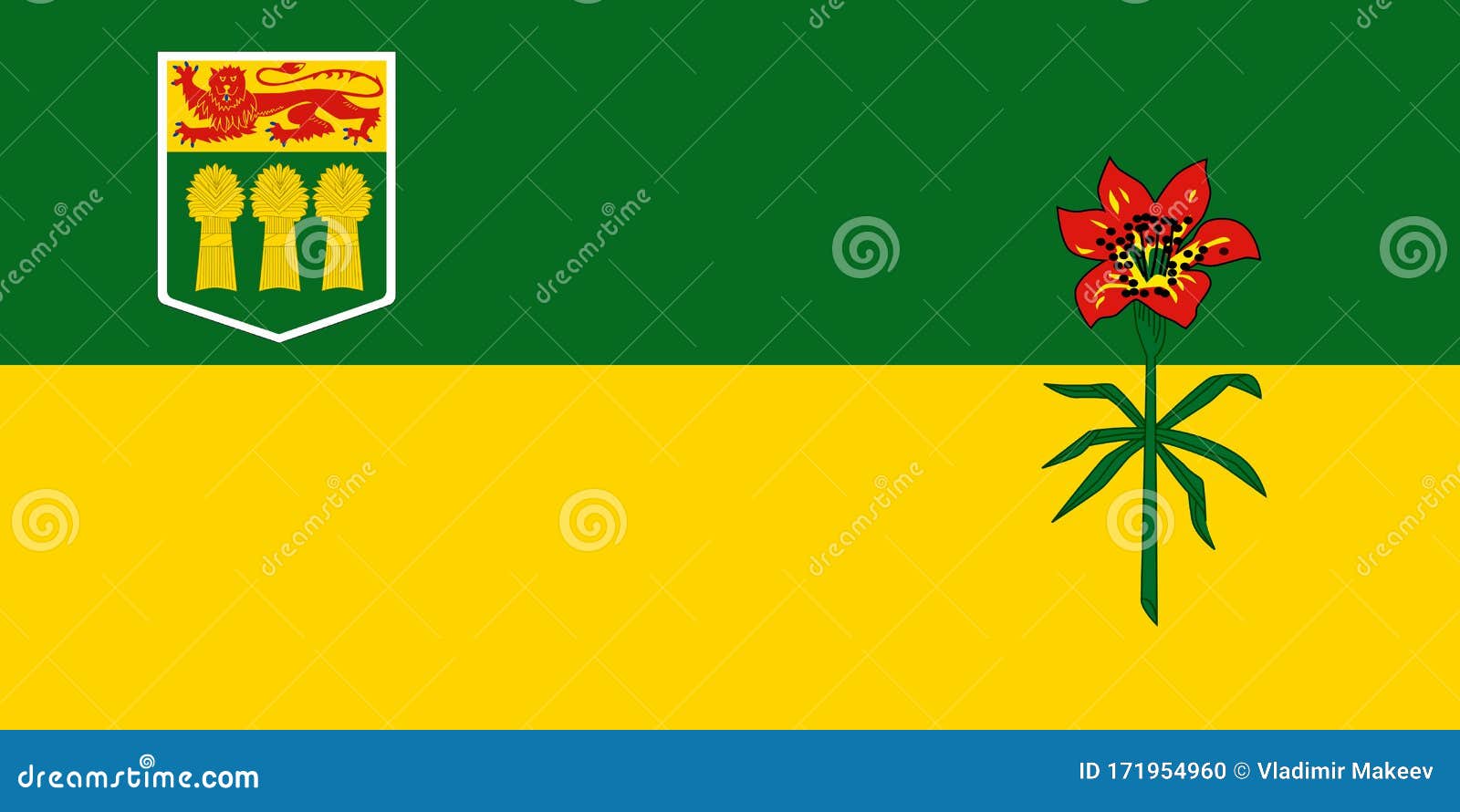 Flag of Saskatchewan. Canada Stock Illustration - Illustration of wheat ...