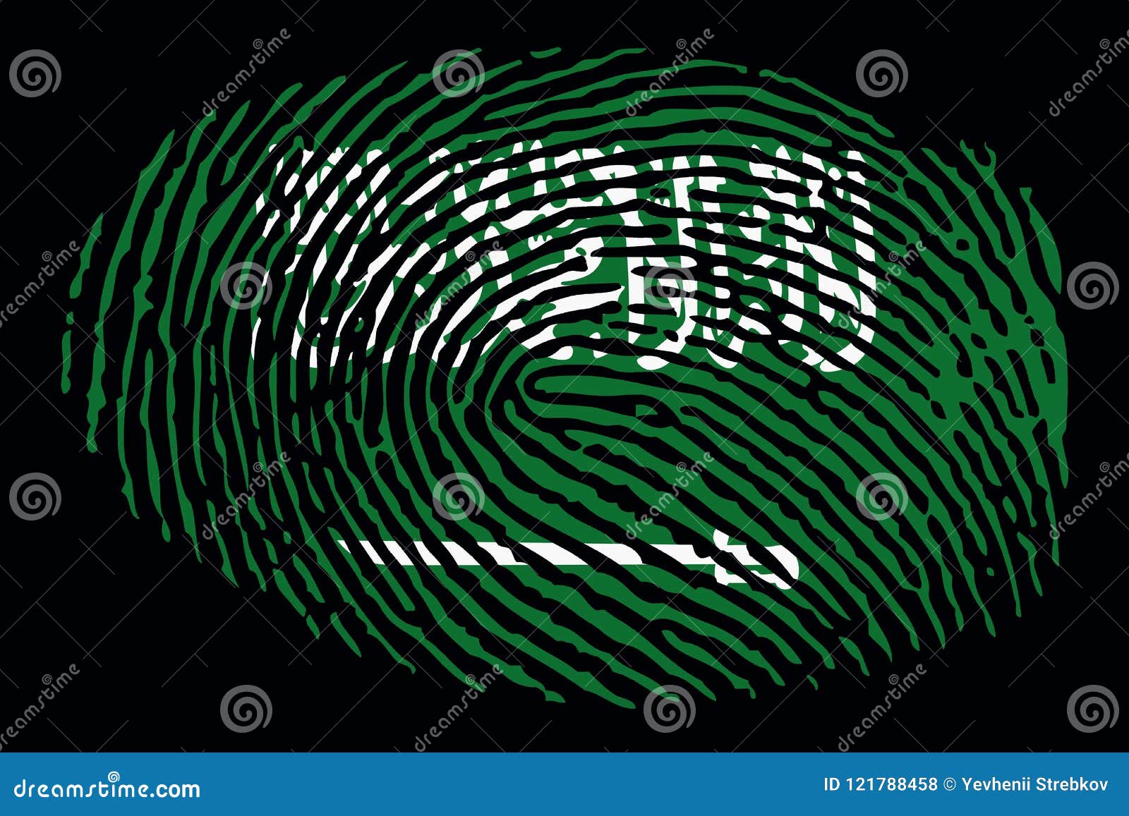 Flag of Saudi Arabia in the Form of a Fingerprint on a Black Background ...