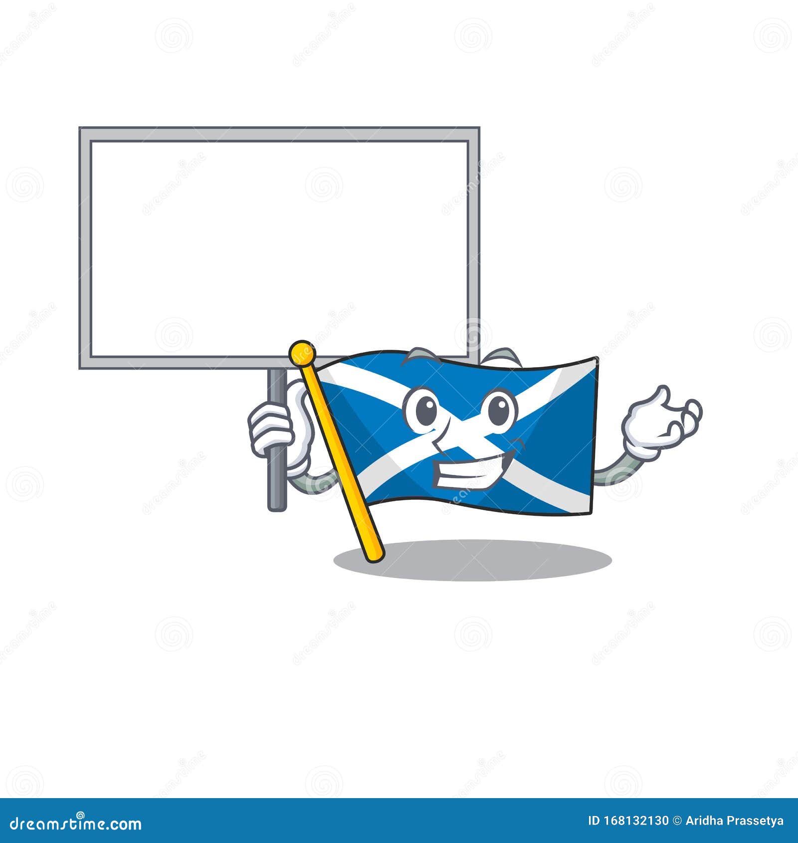 Flag Scotland Scroll Cule Cartoon Charakter Bringen Ein Board Vektor ...