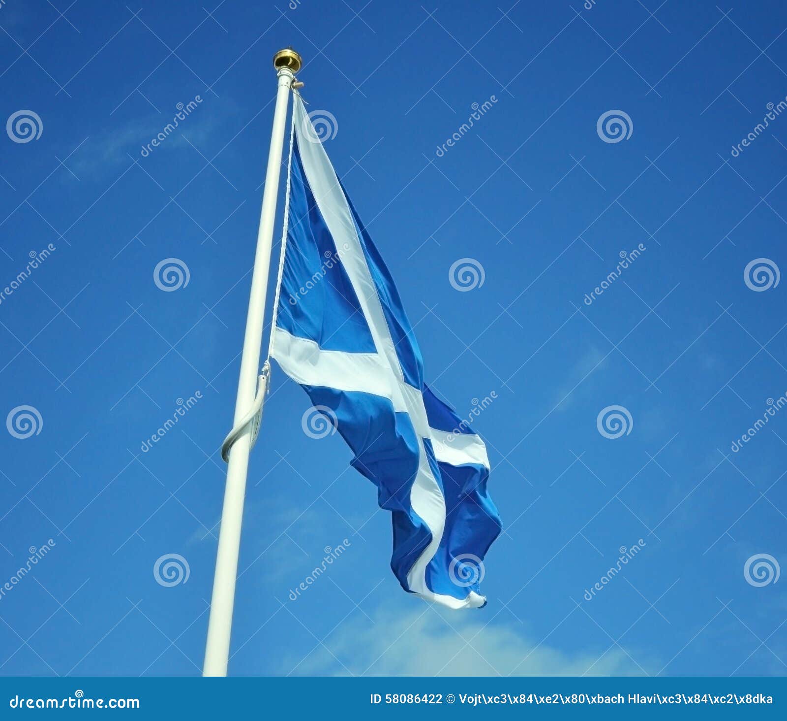 Flag of Scotland on Sky Background Stock Photo - Image of blue, travel ...