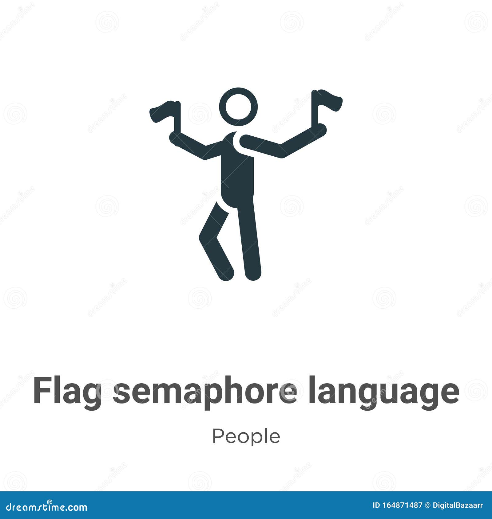 Flag Semaphore Language Vector Icon on White Background. Flat Vector ...