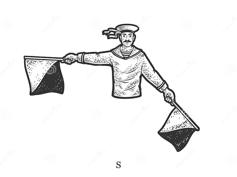Flag Semaphore Letter S Sketch Vector Illustration Stock Vector ... Flag Semaphore Letter S Sketch Vector Illustration Stock Vector ...