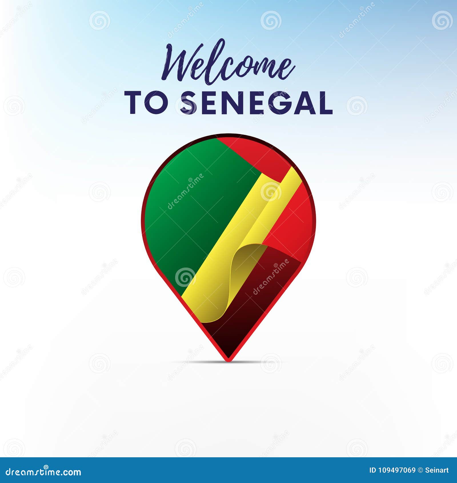 Flag of Senegal in Shape of Map Pointer or Marker. Welcome To Senegal ...