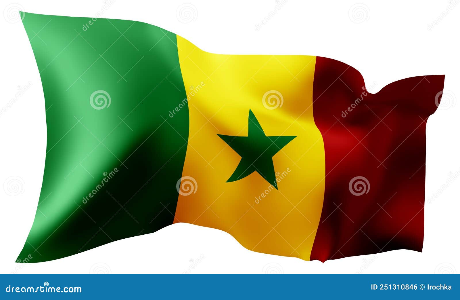 Flag of Senegal Waving in the Wind. Stock Illustration - Illustration ...