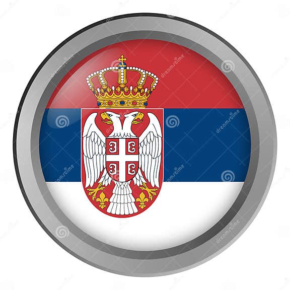 Flag of Serbia Round As a Button Stock Illustration - Illustration of ...