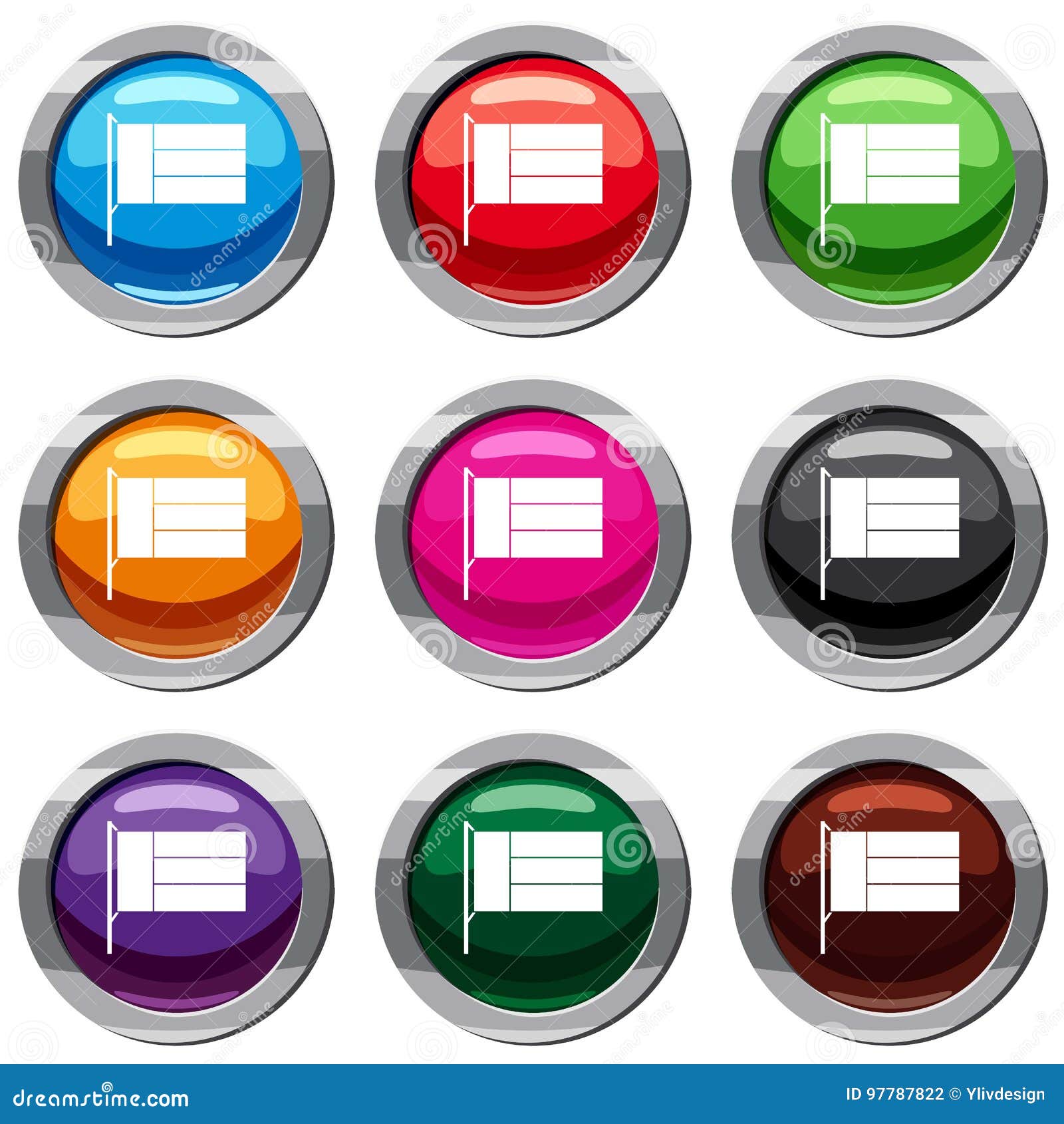 Flag set 9 collection stock vector. Illustration of ensign - 97787822