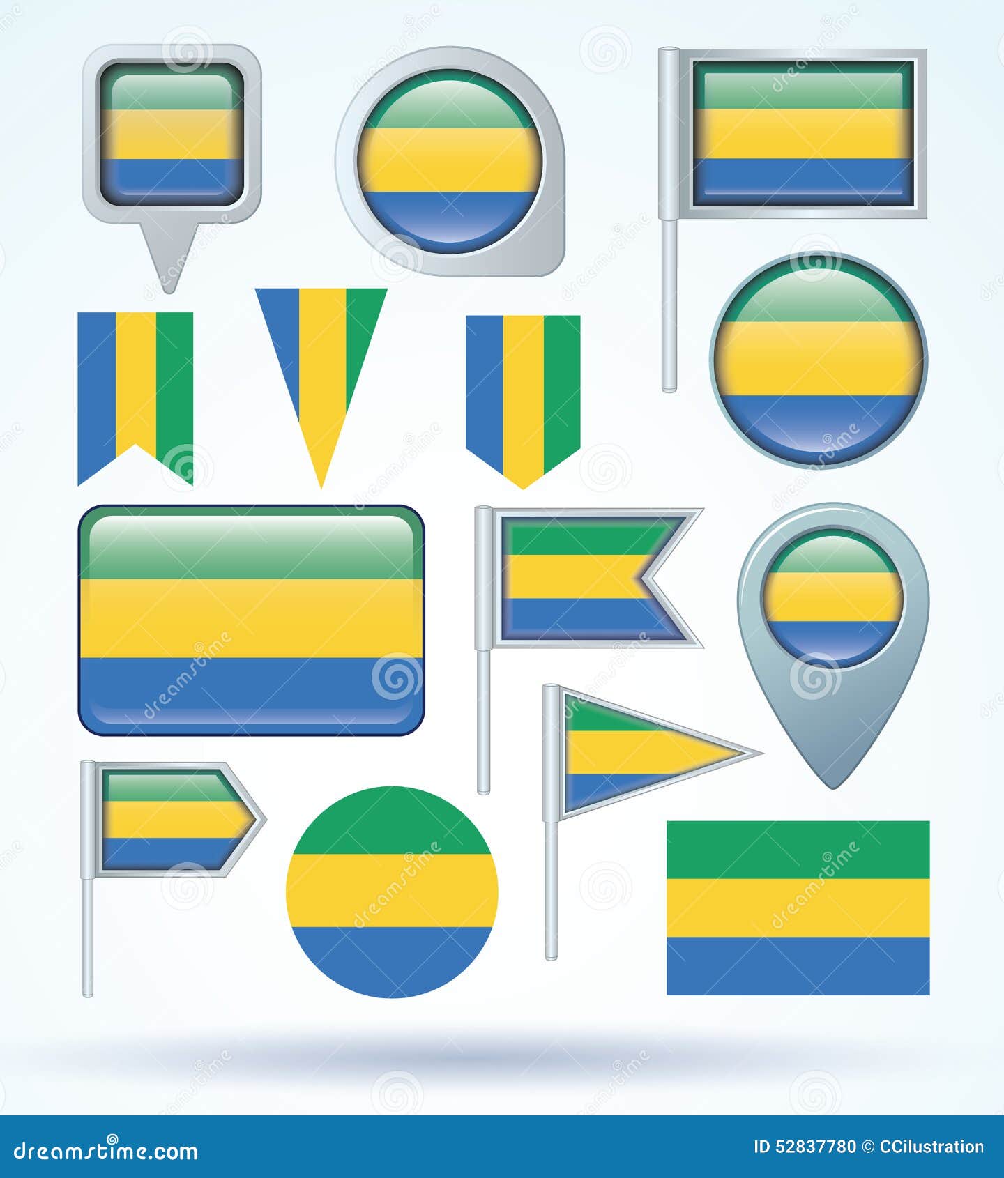 Flag Set of Gabon, Vector Illustration Stock Vector - Illustration of ...