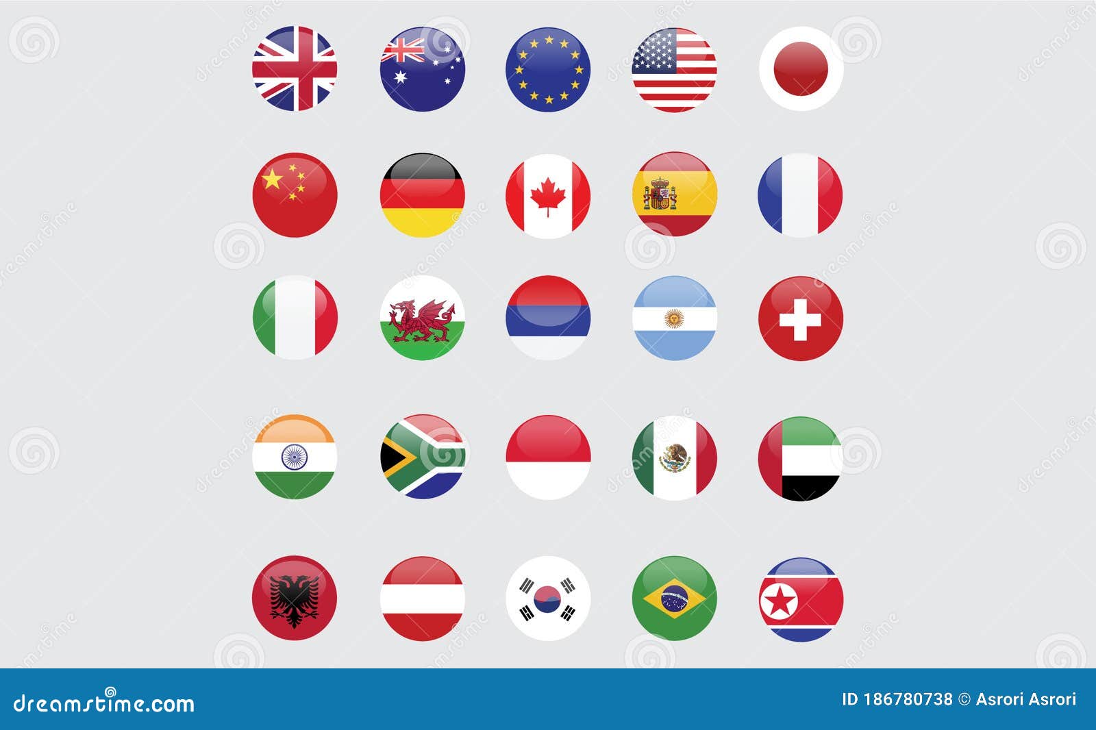 25 Flags Round Set Free Vector Design. Stock Vector - Illustration of ...