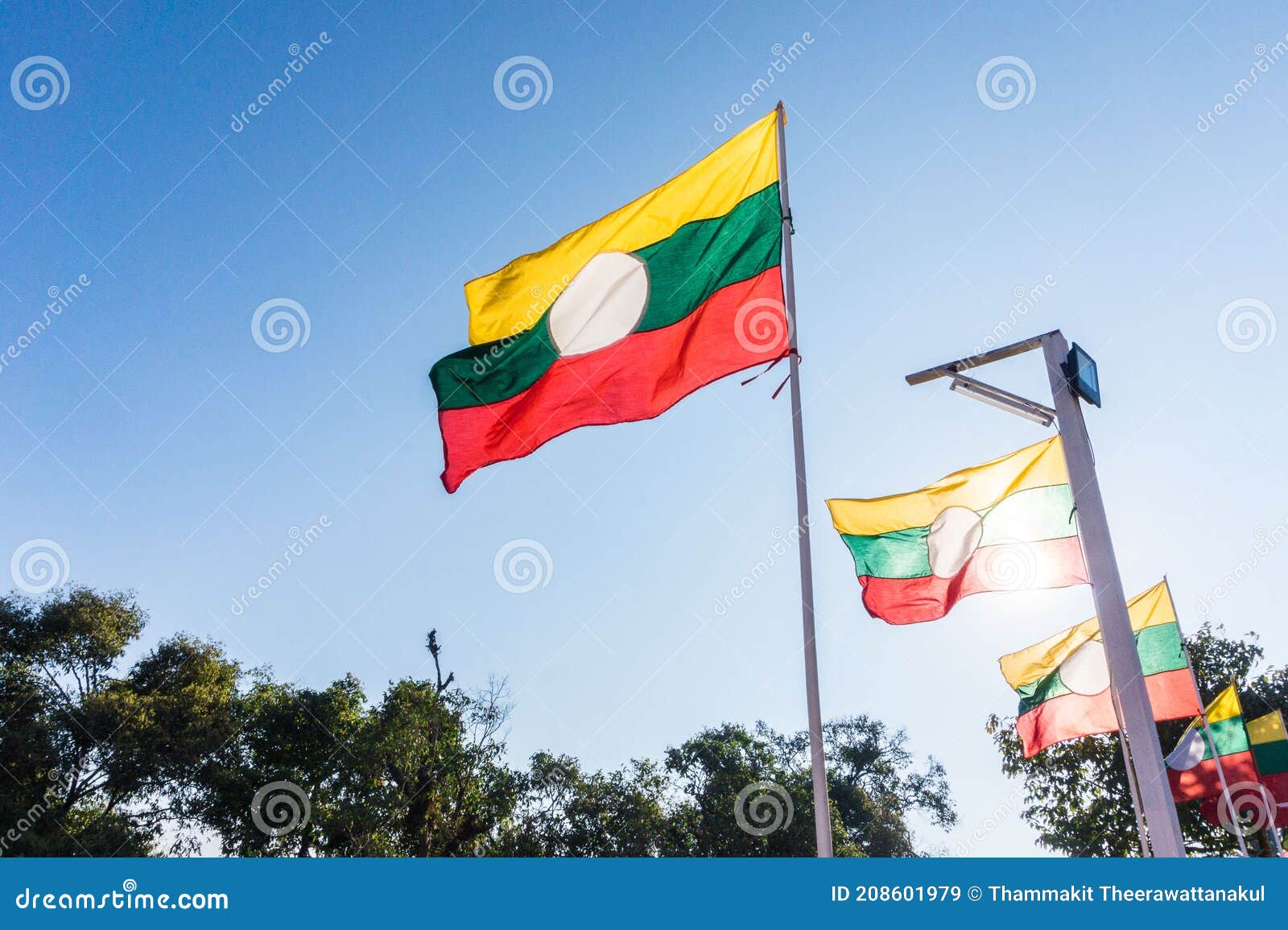 Flag of Shan State in the Sky Background Stock Image - Image of concept ...