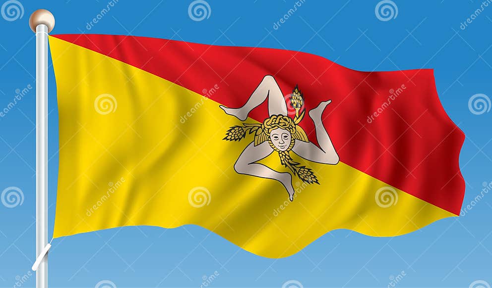 Flag of Sicily stock vector. Illustration of ocean, flag - 107600385