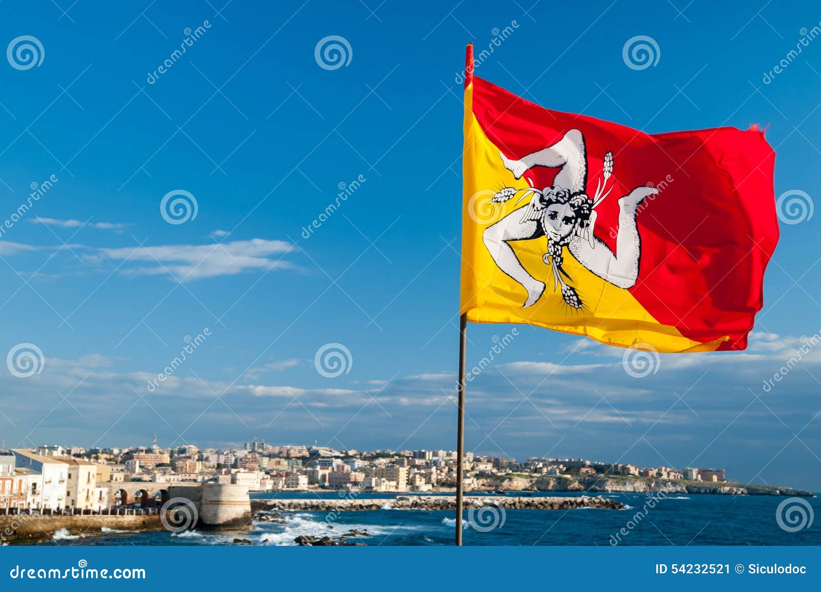Flag of Sicily stock image. Image of italian, yellow - 54232521
