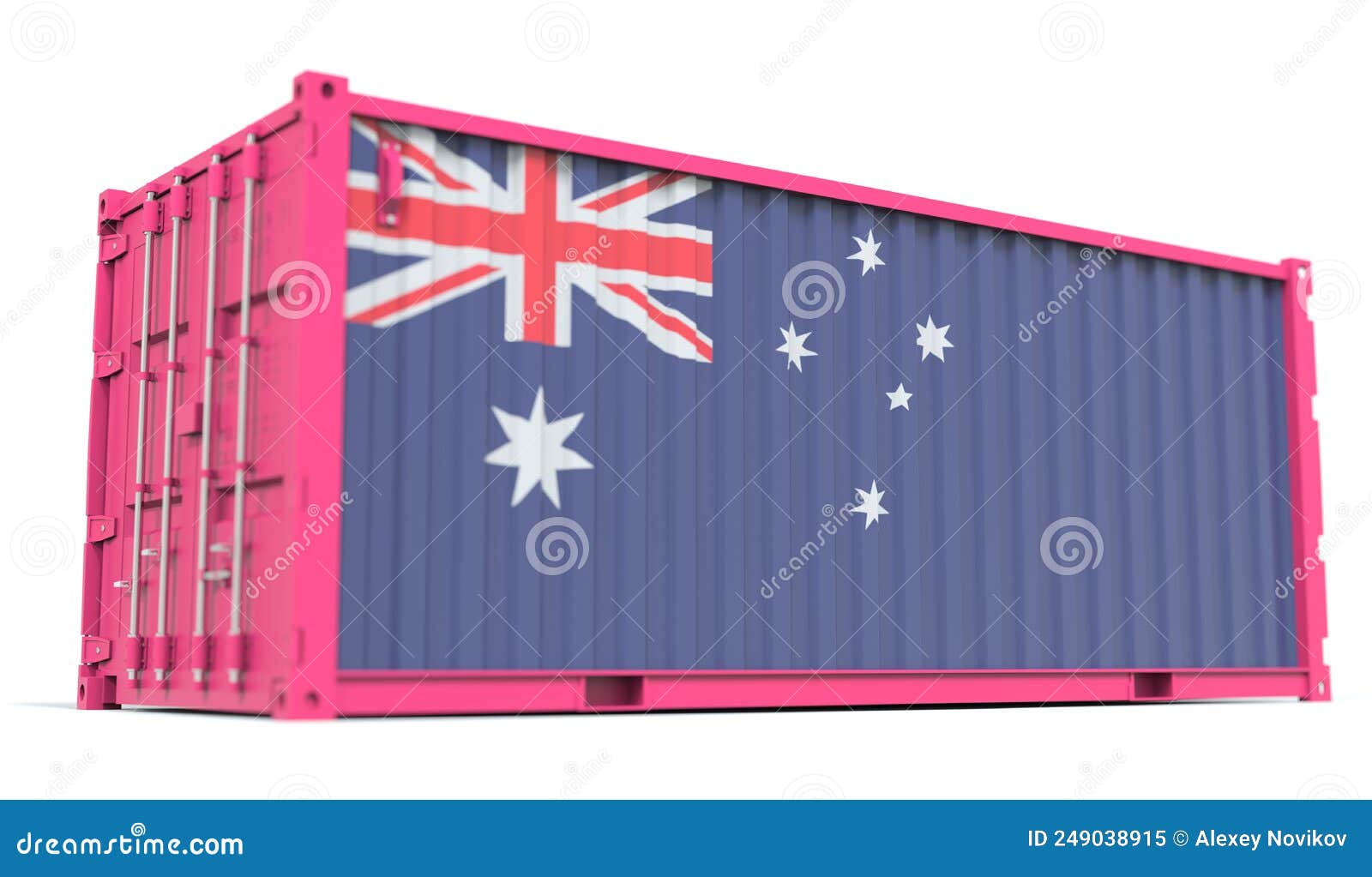 Cargo Container with Flag of Australia on the Side, 3d Rendering Stock ...