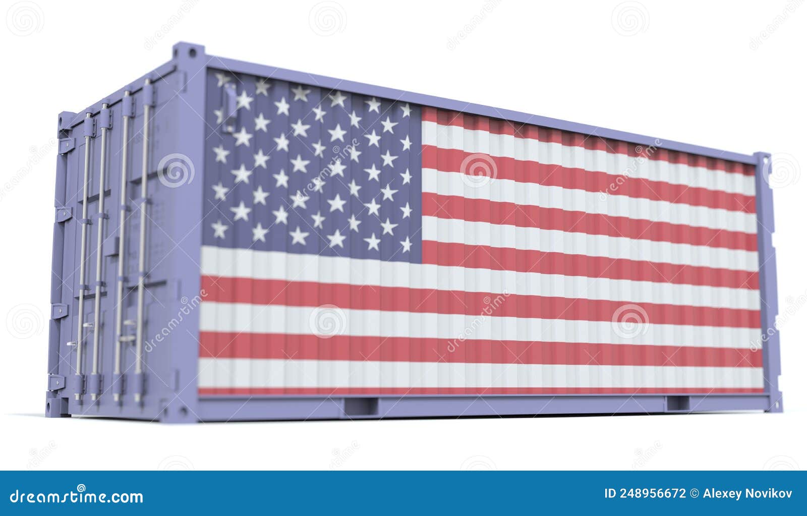 Cargo Container with Flag of the United States on the Side, 3d ...