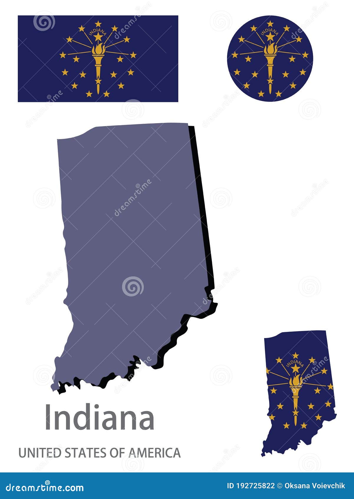 Flag and Silhouette of Indiana Vector Stock Vector - Illustration of ...