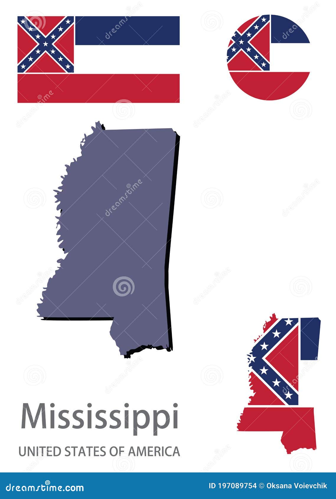Mississippi Vector Map Isolated On White Background. Detailed ...