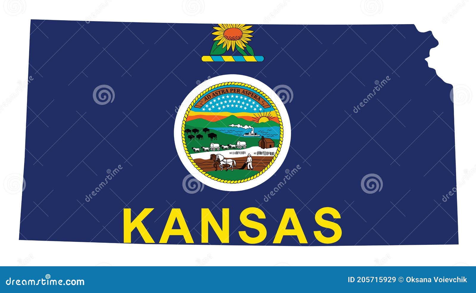 Flag and Silhouette of the State of Kansas Stock Vector - Illustration ...