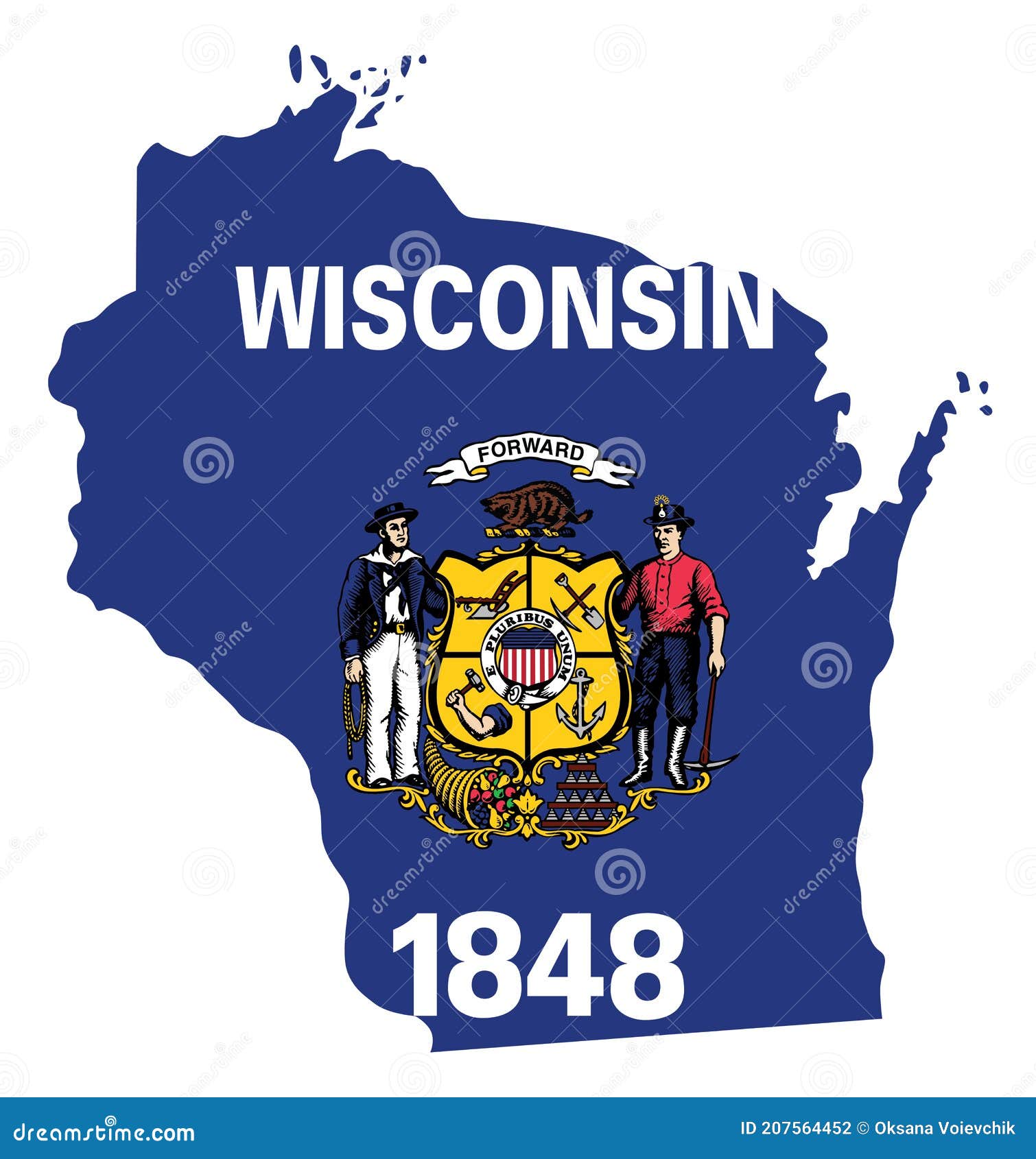Flag and Silhouette of the State of Wisconsin Vector Stock Vector ...