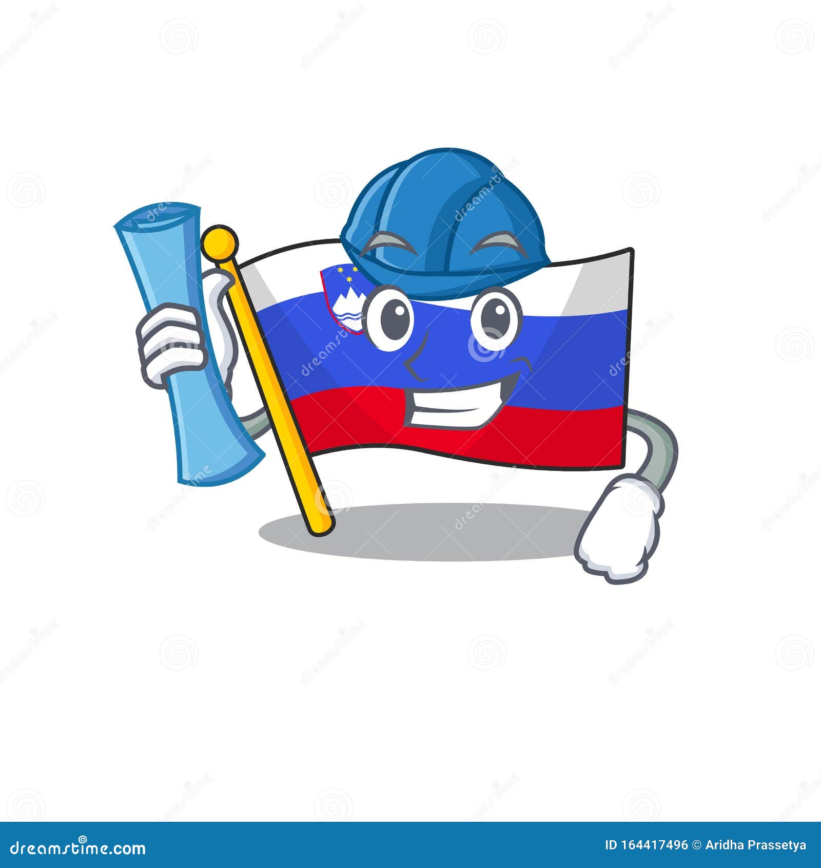 Flag Slovenia Cartoon with in Architect Character Stock Vector ...