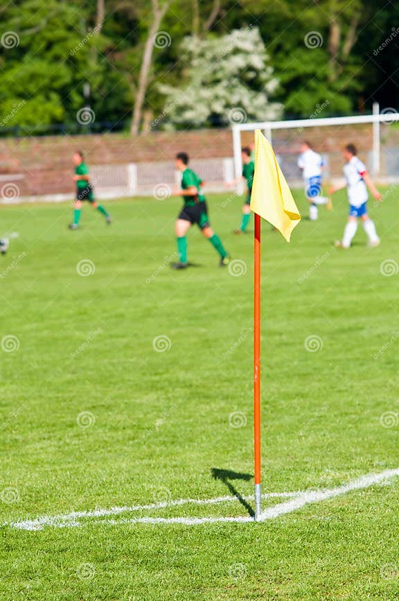 Flag on soccer field stock image. Image of flag, sport - 14796095