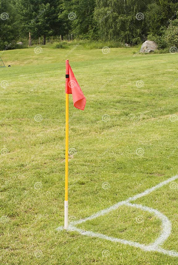 Flag on an soccer field stock image. Image of detail - 45717707