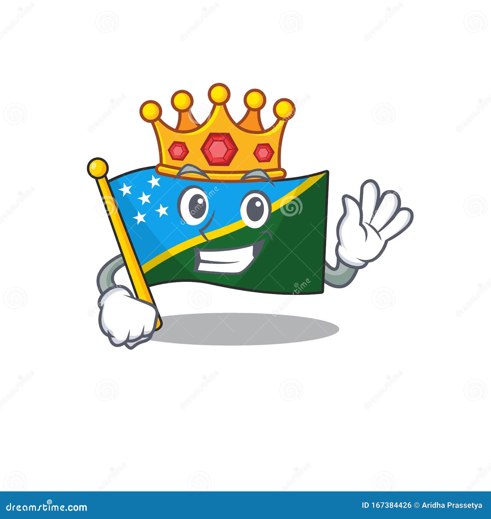 Flag Solomon Island Scroll a Stylized of King on Cartoon Character ...
