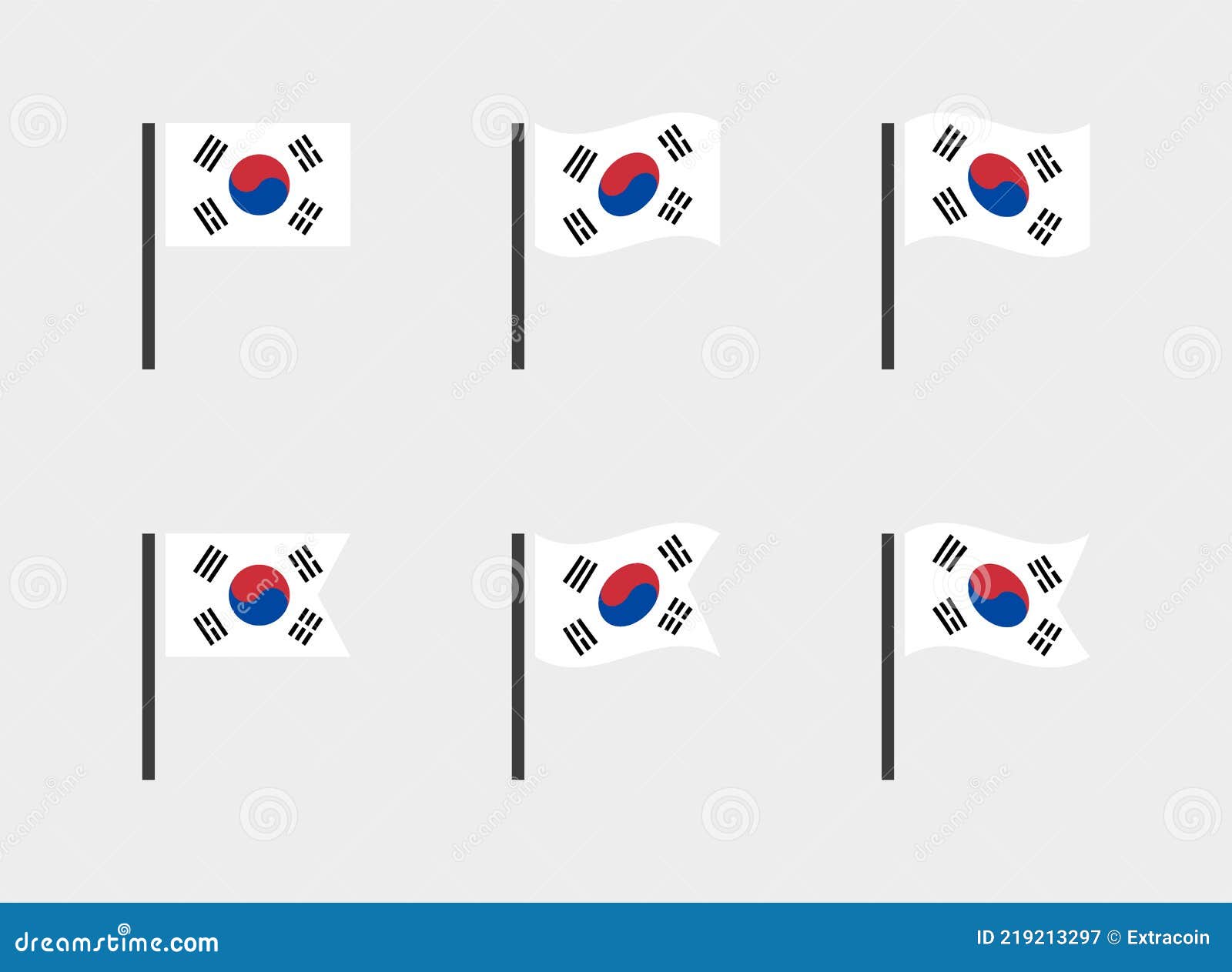 Flag Of South Korea Set Republic Of Korea National Flag Icons Stock