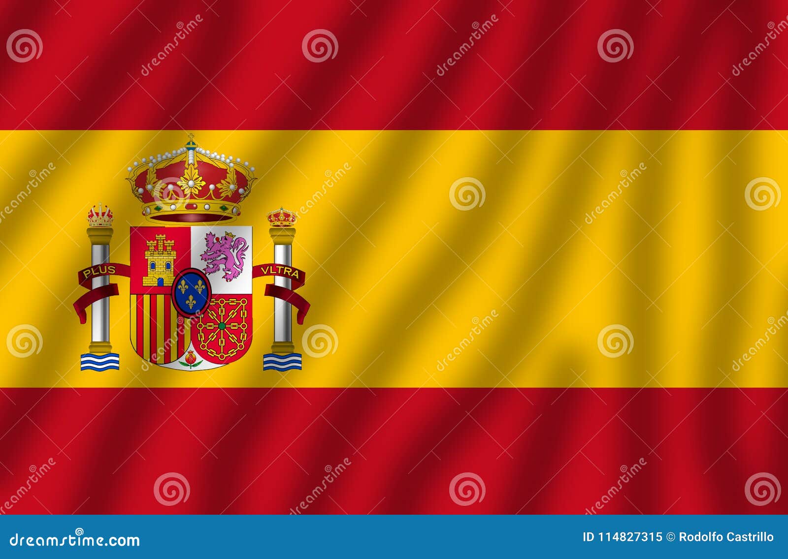 The Flag of Spain with Waves Stock Illustration - Illustration of size ...