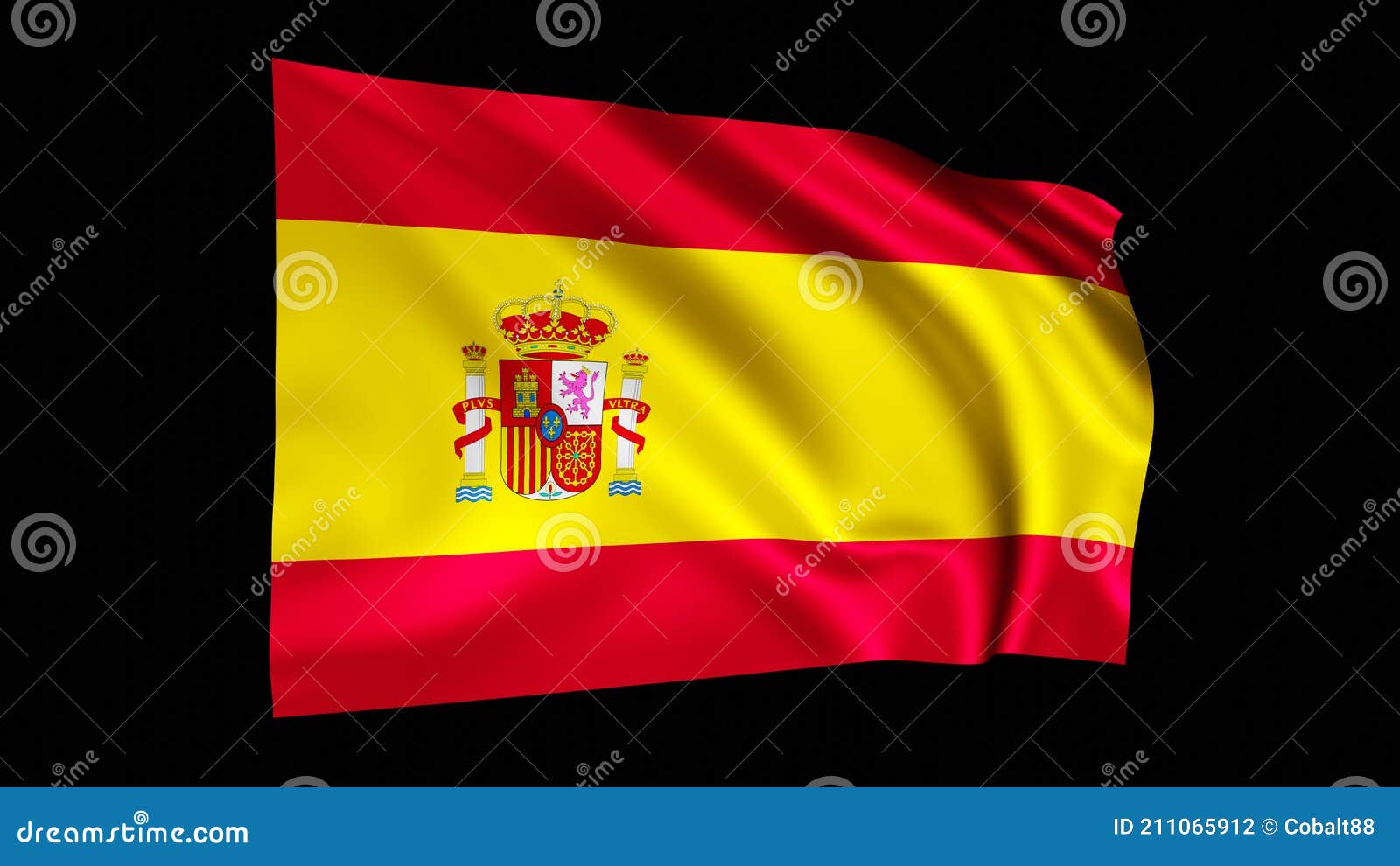 The Flag of Spain Isolated on Black Stock Illustration - Illustration ...