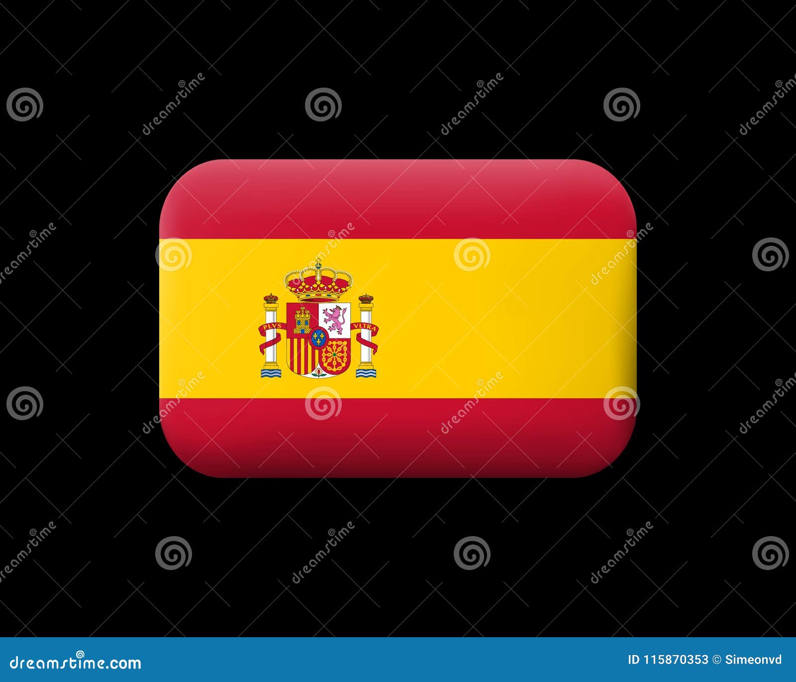 Flag of Spain. Matted Vector Icon and Button Stock Vector ...