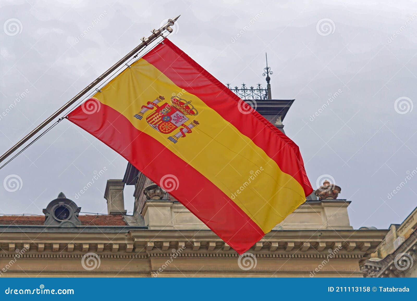 Flag of Spain stock photo. Image of architecture, pole - 211113158