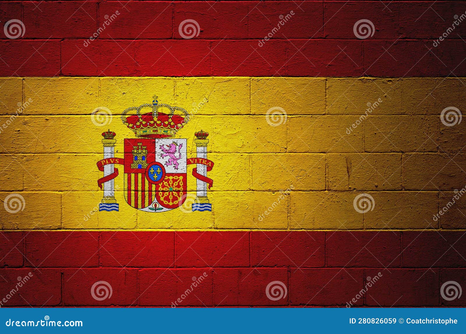 Flag of Spain Painted on a Wall Stock Image - Image of digital, retro ...