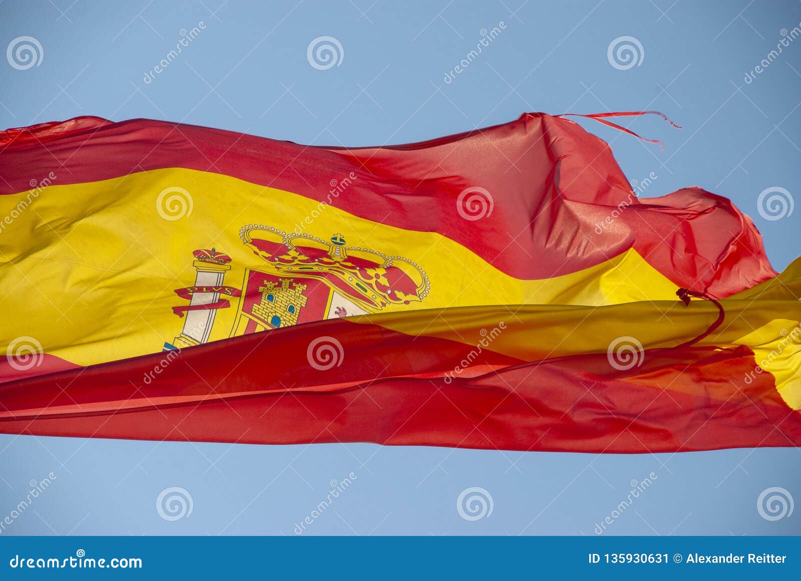 Flag of Spain on a pole stock image. Image of iberian - 135930631