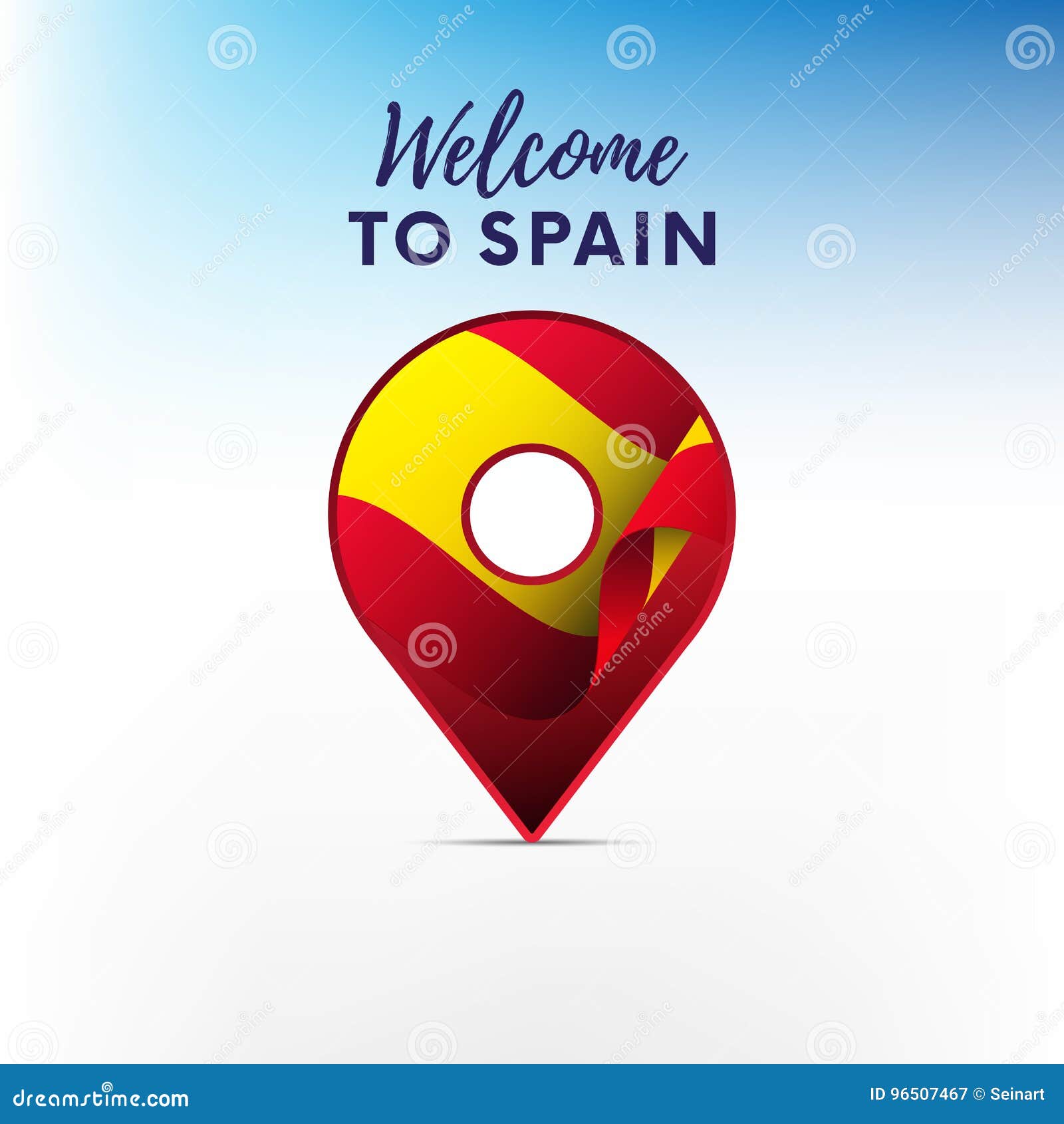 Flag of Spain in Shape of Map Pointer. Spain Flag. Welcome To Spain. Vector Illustration. Stock ...