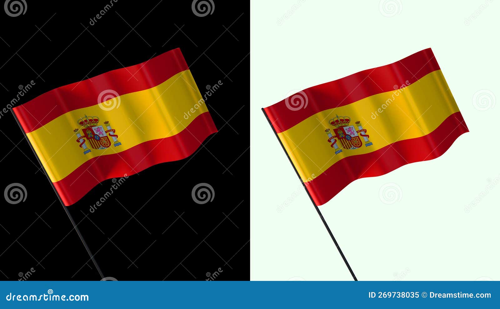 Flag of Spain on White and Black Backgrounds Stock Image - Image of ...