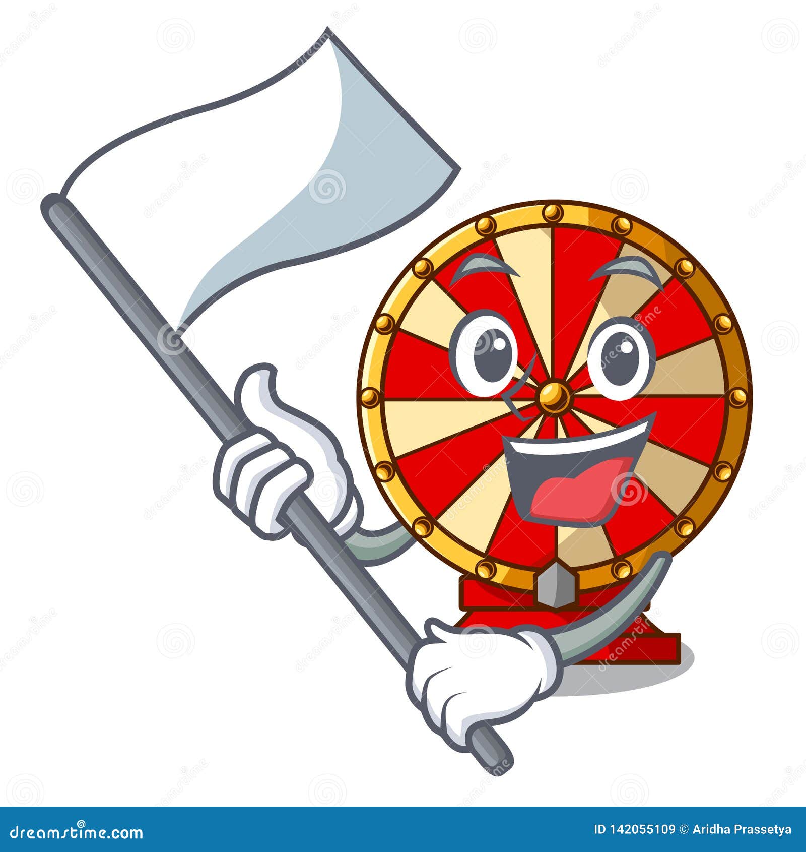 With Flag Spinning Wheel Attached the Cartoon Wall Stock Vector ...