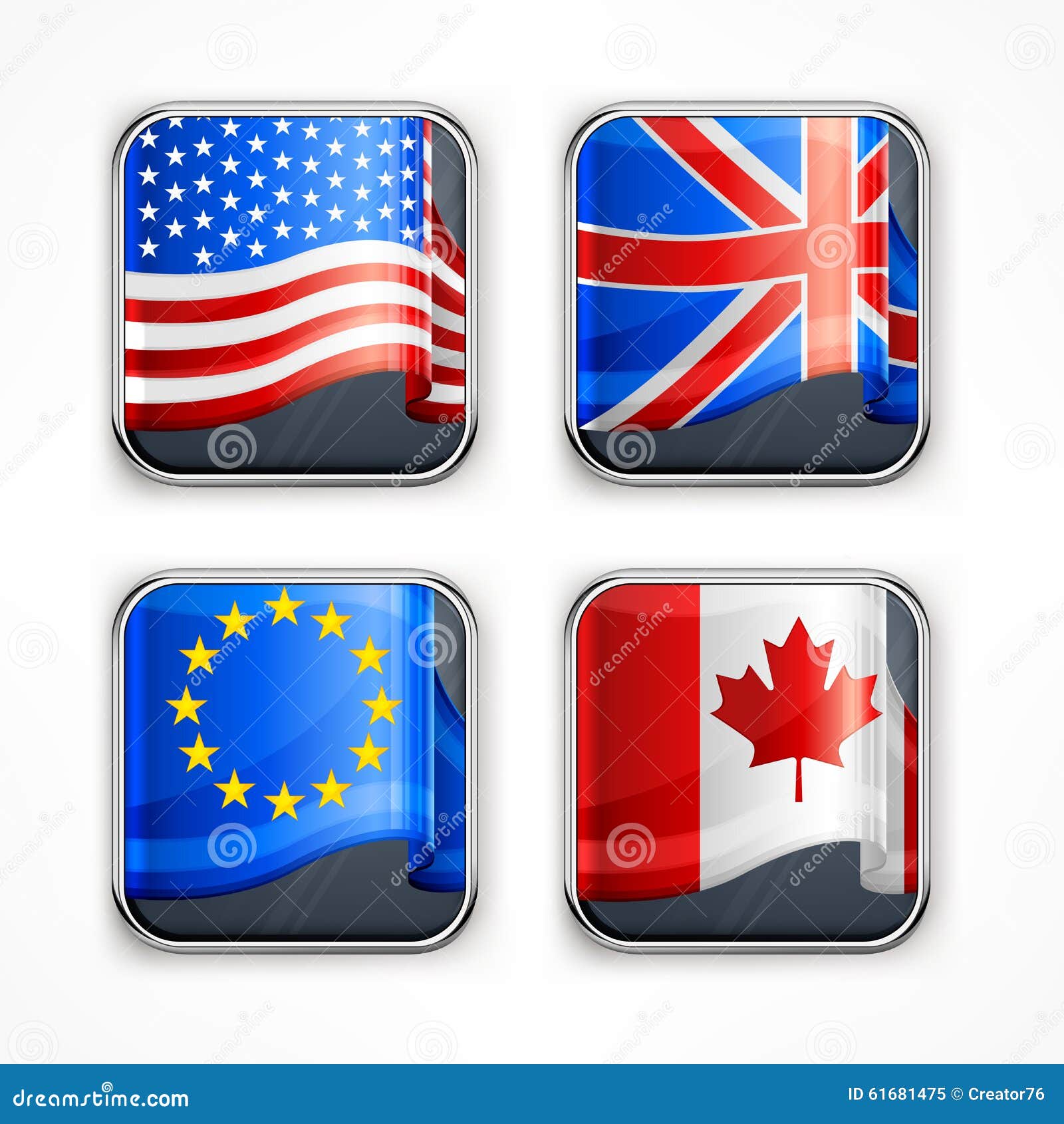 Flag square icons stock vector. Illustration of waving - 61681475