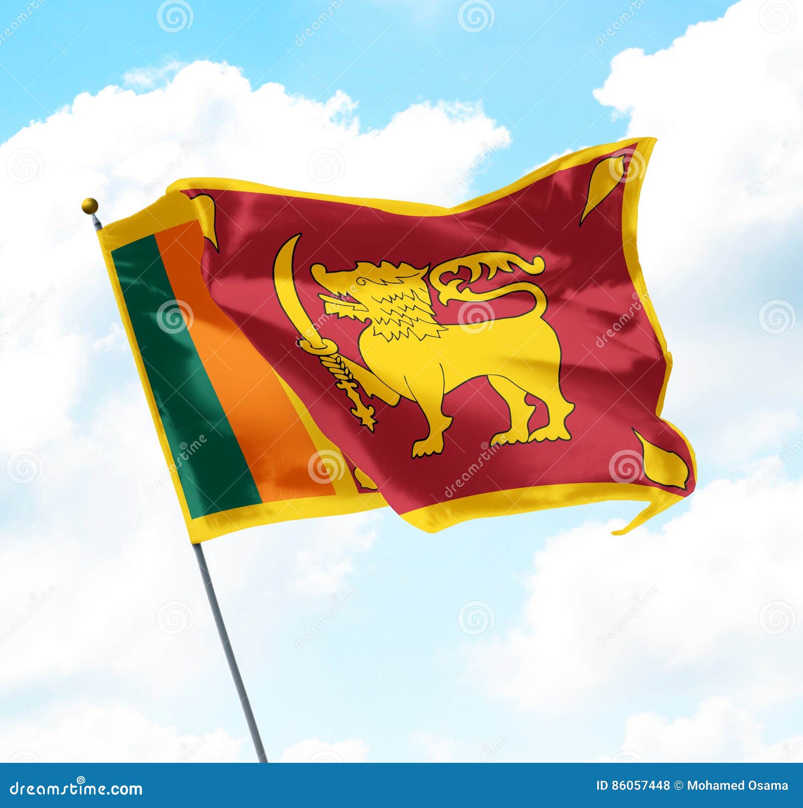 Flag Sri Lanka From Brush Strokes And Blank Map Sri Lanka. High Quality ...