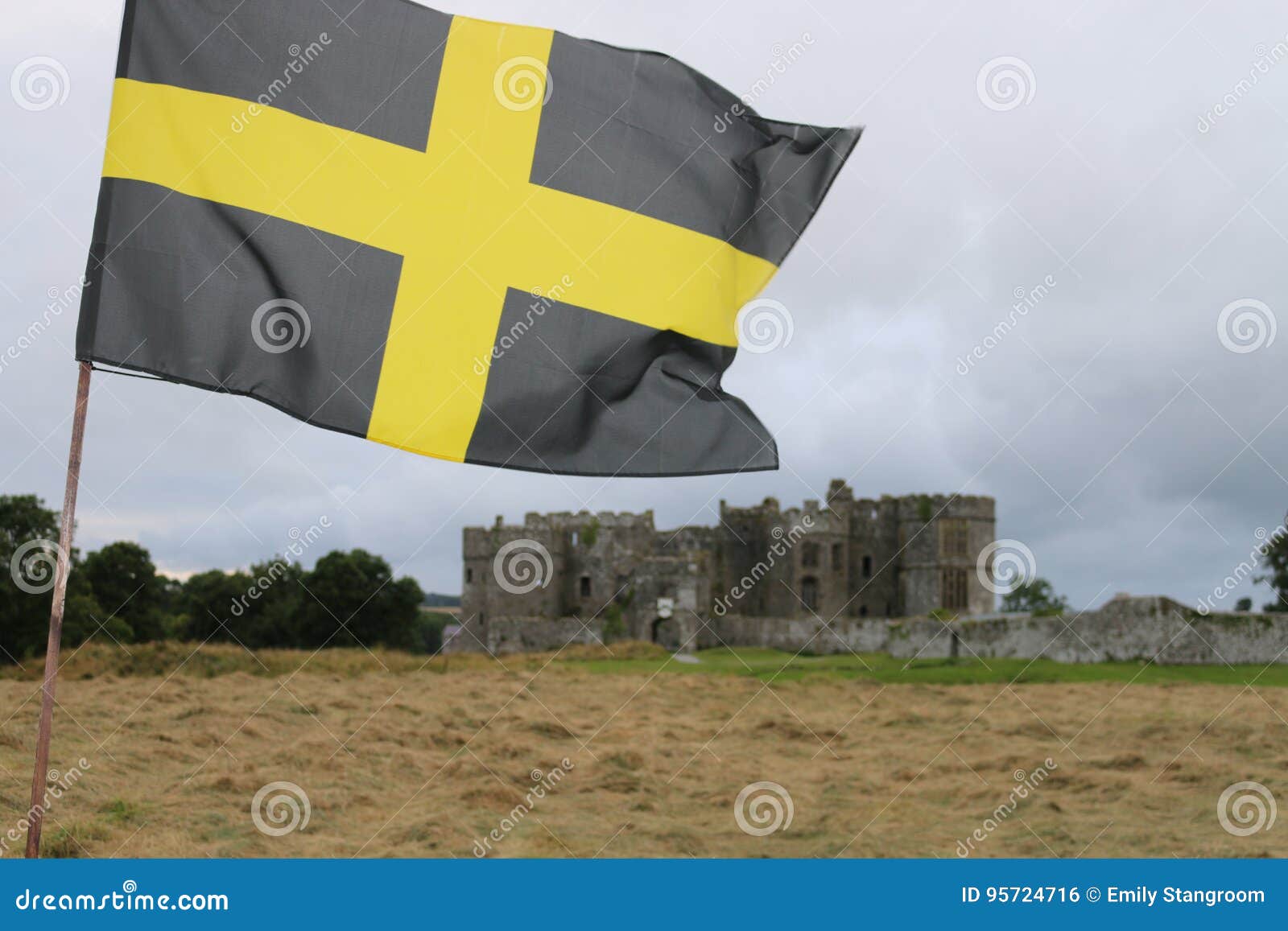 Flag of St David I Front of Welsh Castle Stock Photo - Image of castle ...