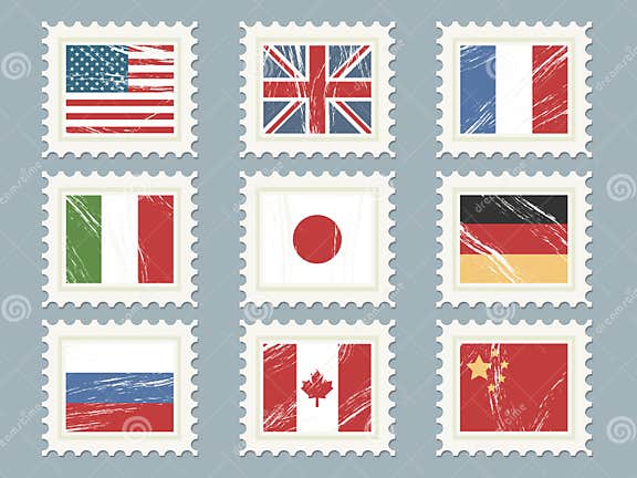 Flag stamps set 1 stock vector. Illustration of canada - 3279255